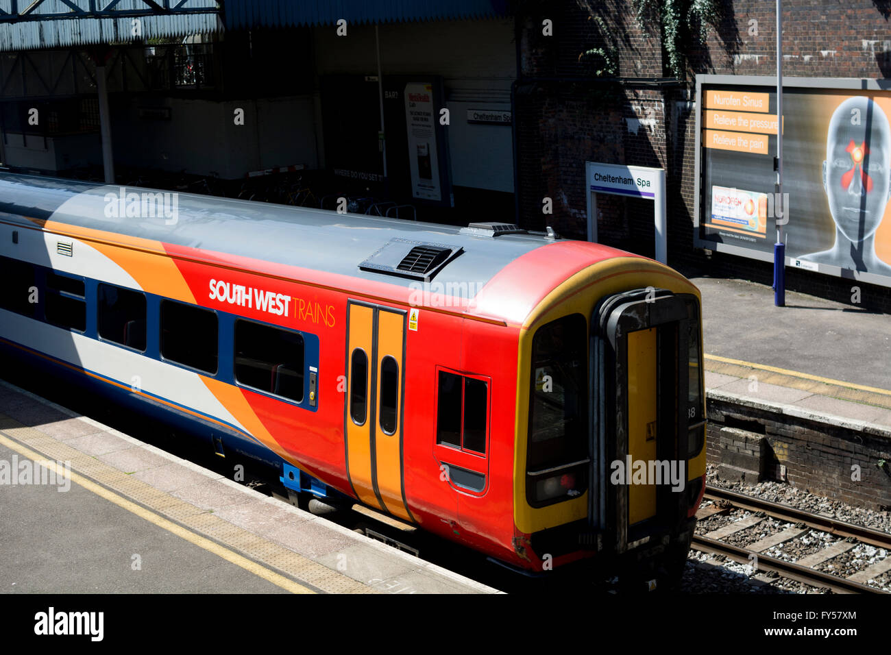 South West Trains service arriving at Cheltenham Spa railway station ...