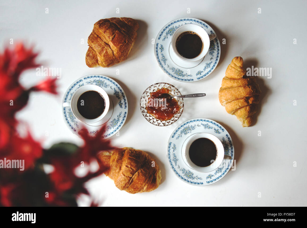 Top view croissants spoon hi-res stock photography and images - Alamy