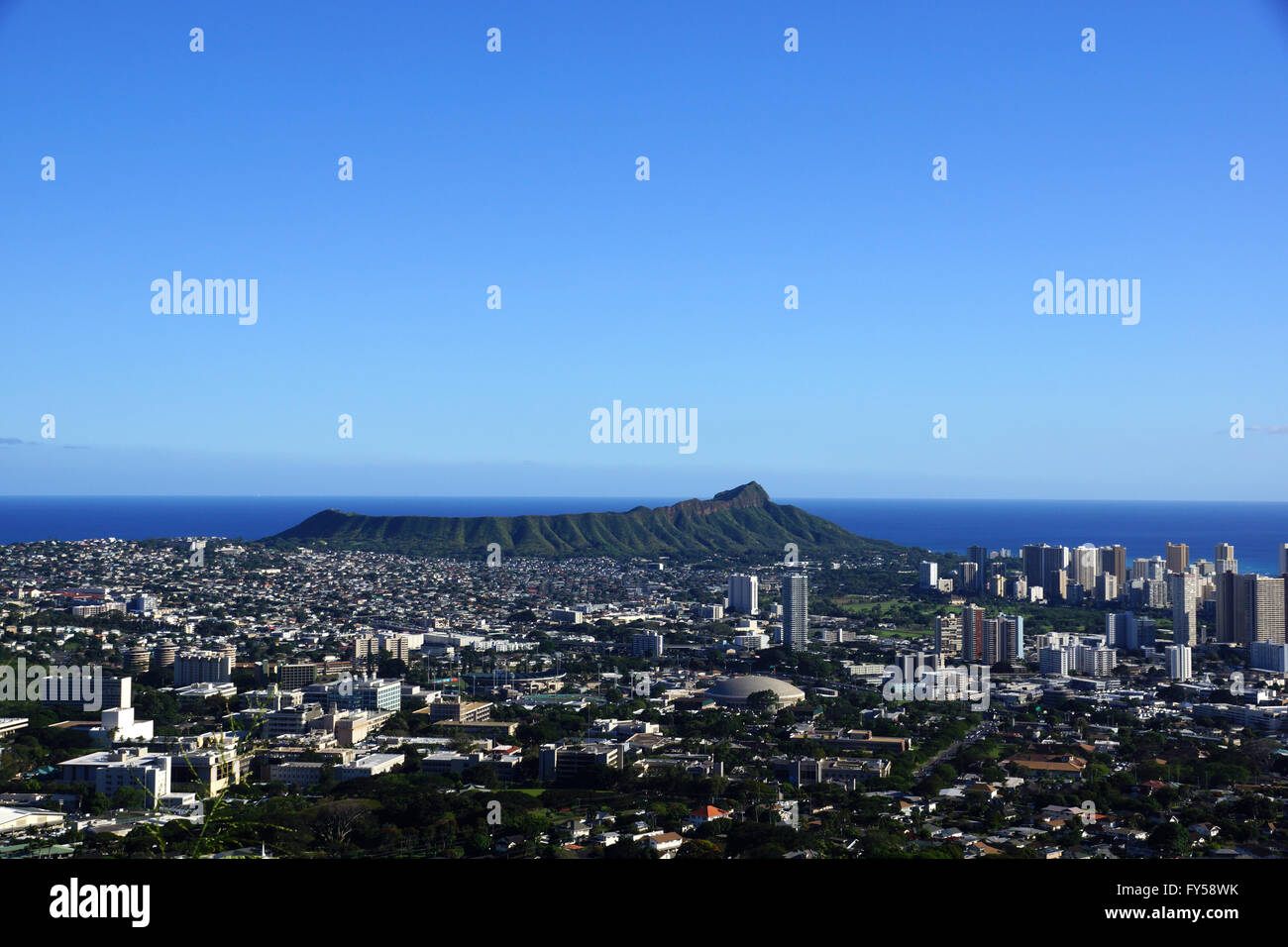 Honolulu waterfront seen from the top of diamond head hi-res stock ...