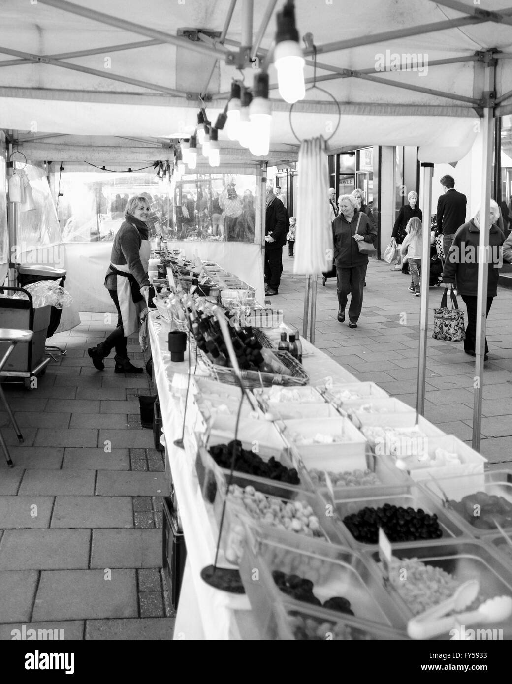 Food stalls market Black and White Stock Photos & Images - Alamy