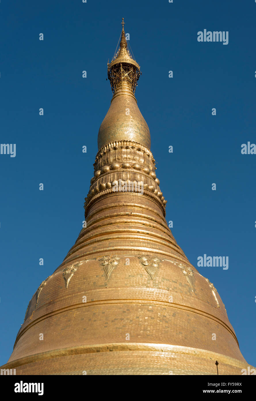 Golden spire of Shwedagon Pagoda, Yangon, Rangoon, Burma, Myanmar Stock ...