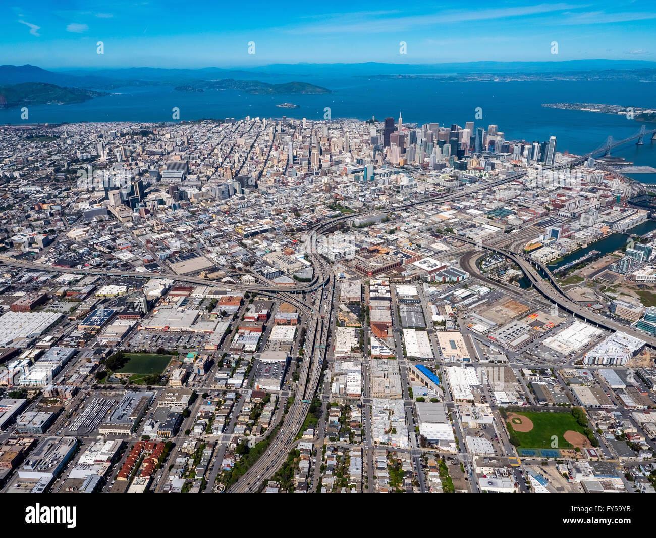 Aerial view of San Francisco from the south, South San Francisco, San ...