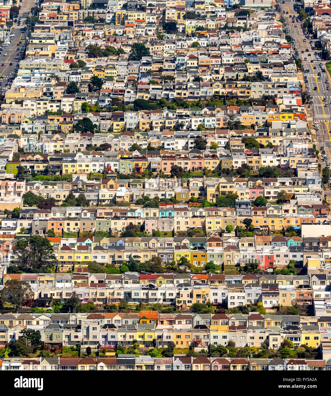 Aerial view, small detached, single-family houses at Doelger City ...