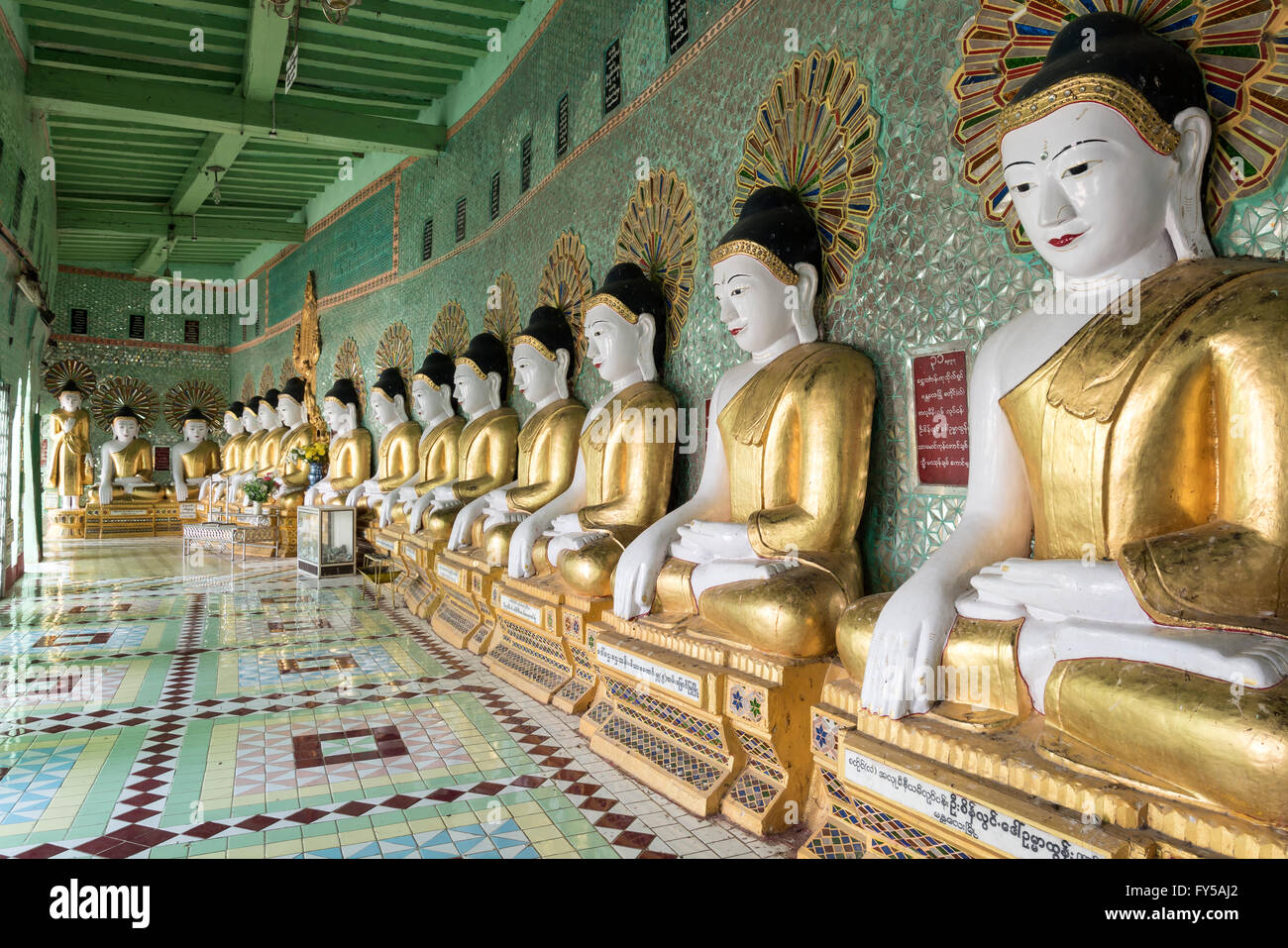 Buddha statues inside Umin Thounzeh, U Min Thonze, Pagoda, Sagaing near ...
