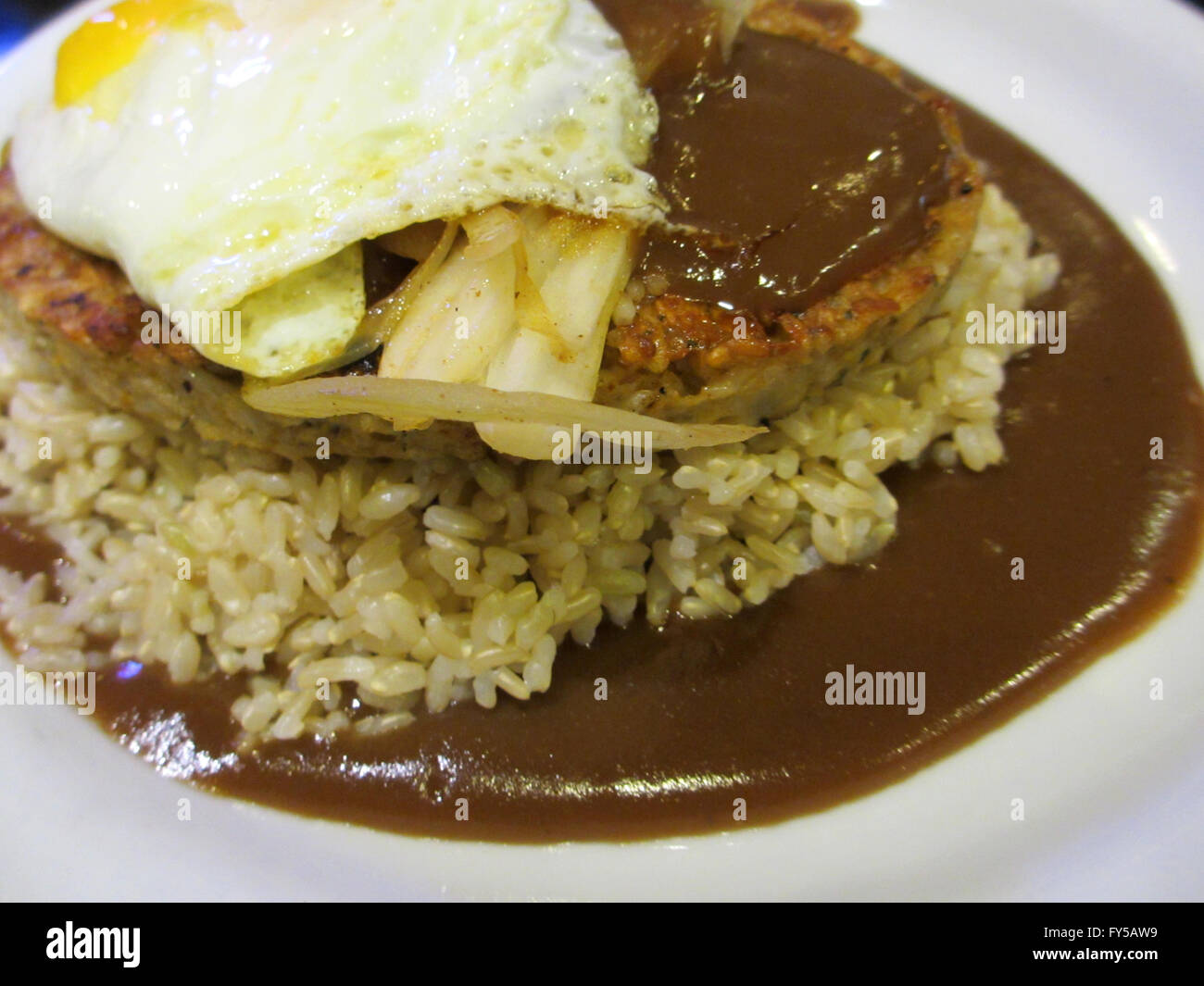 Loco Moco Close-up. Loco Moco is a dish native to Hawaiian cuisine ...