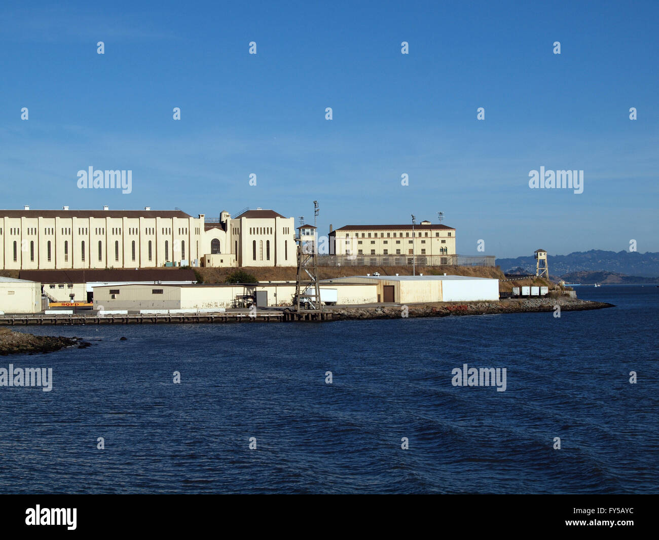 San Quentin State Prison California taken from a passing ferry, San ...