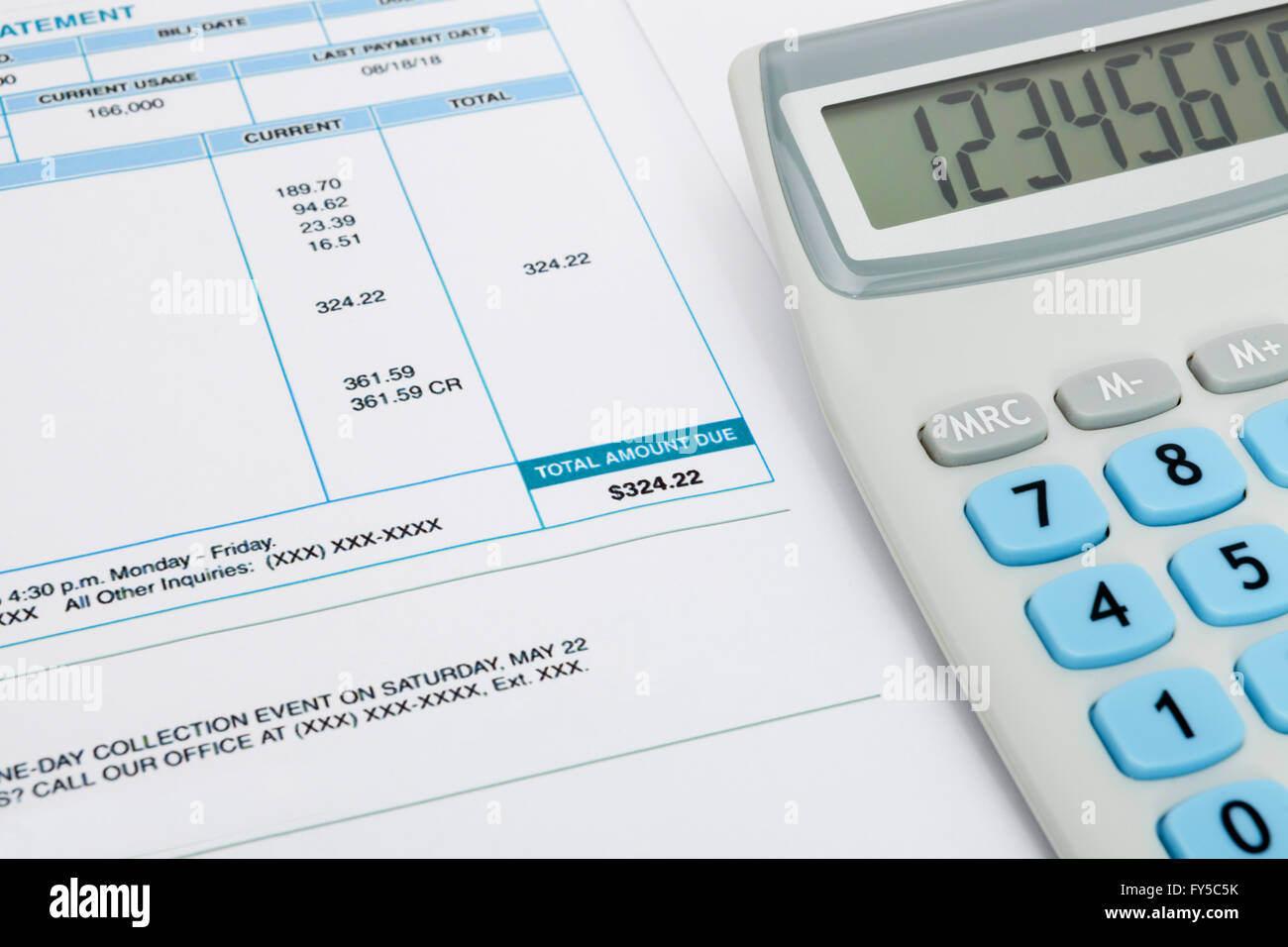 Unpaid utility bill calculator hi-res stock photography and images - Alamy