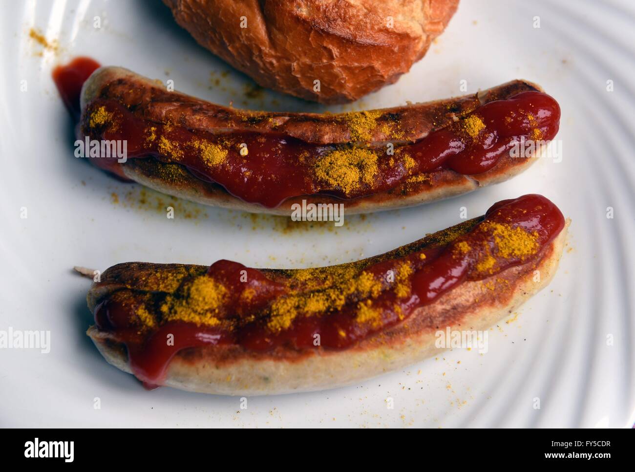 Currywurst - sausage with ketchup and curry - food - Germany Stock ...