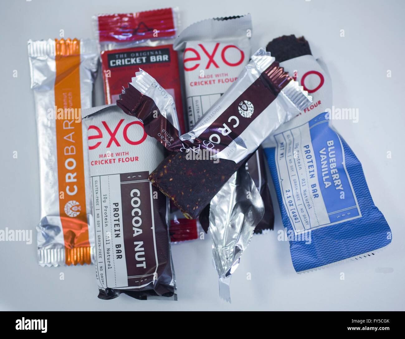 High energy and high protein bars made of insects Stock Photo - Alamy