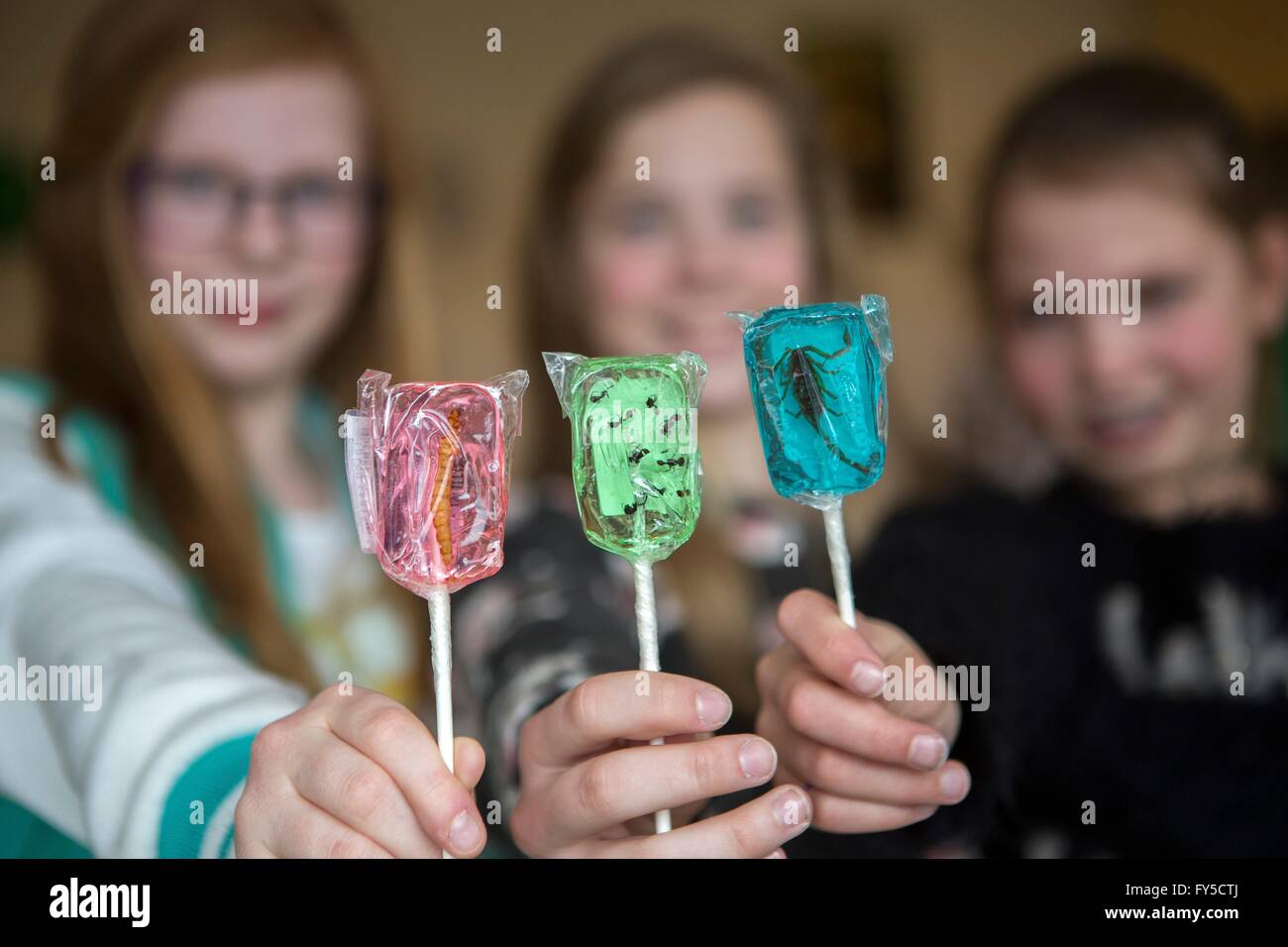 lollypop with insects inside Stock Photo - Alamy