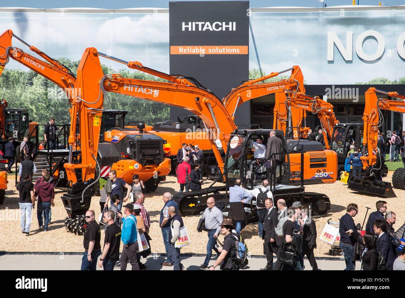 bauma 2016 exhibition: Hitachi, Munich, Apr. 11, 2016 Stock Photo - Alamy