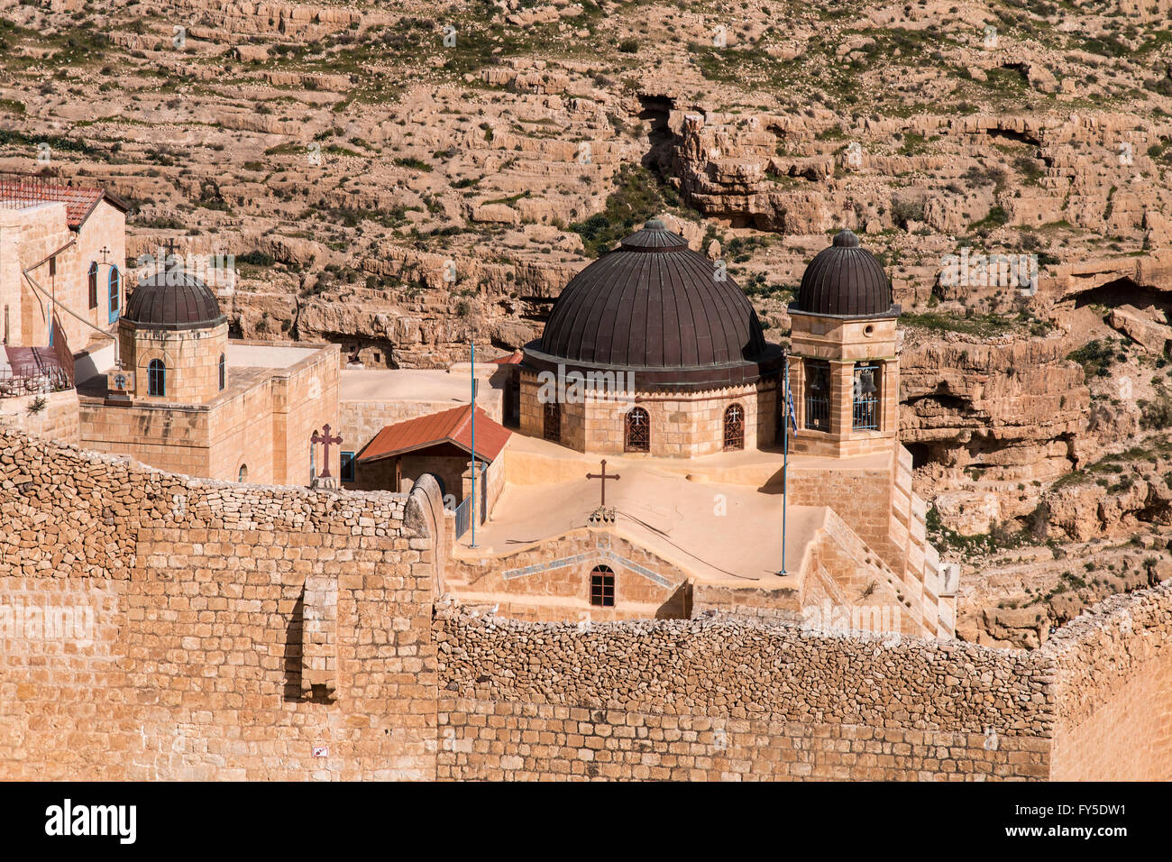 Mar Saba Greek Orthodox monastery church Kidron Valley Palestine Stock ...