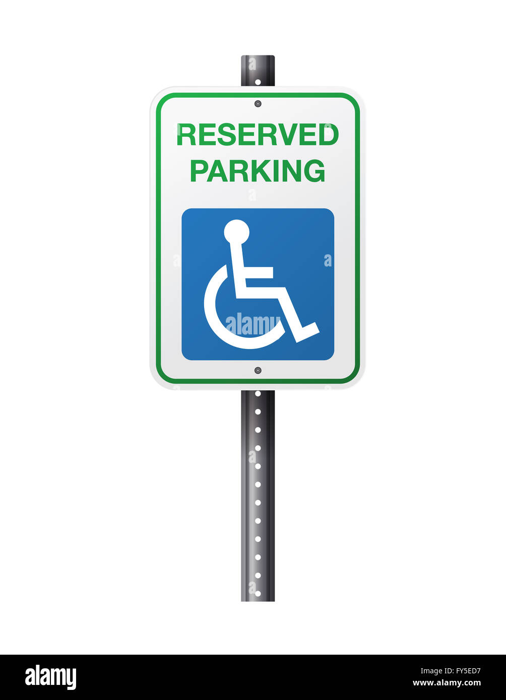 An illustration of a handicap reserve parking sign and symbol on a ...