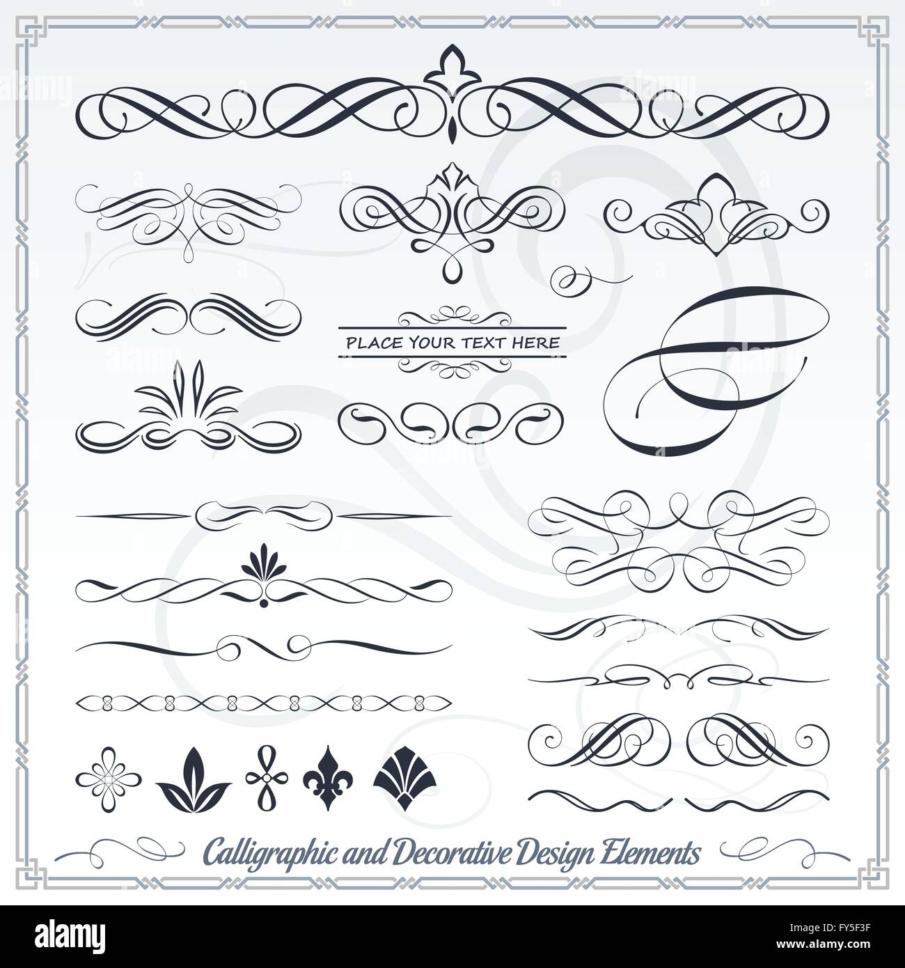 Collection of Calligraphic Decorative Design Elements Stock Vector ...