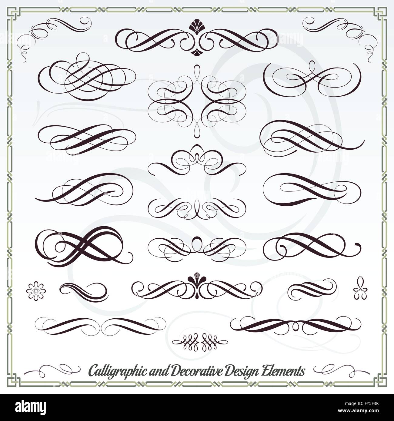 Collection of Calligraphic Decorative Design Elements Stock Vector ...