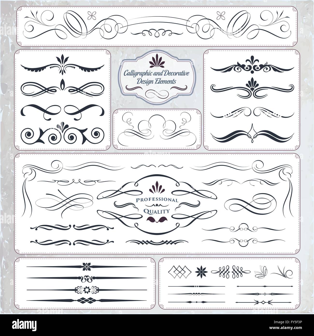 Collection of Calligraphic Decorative Design Elements Stock Vector ...