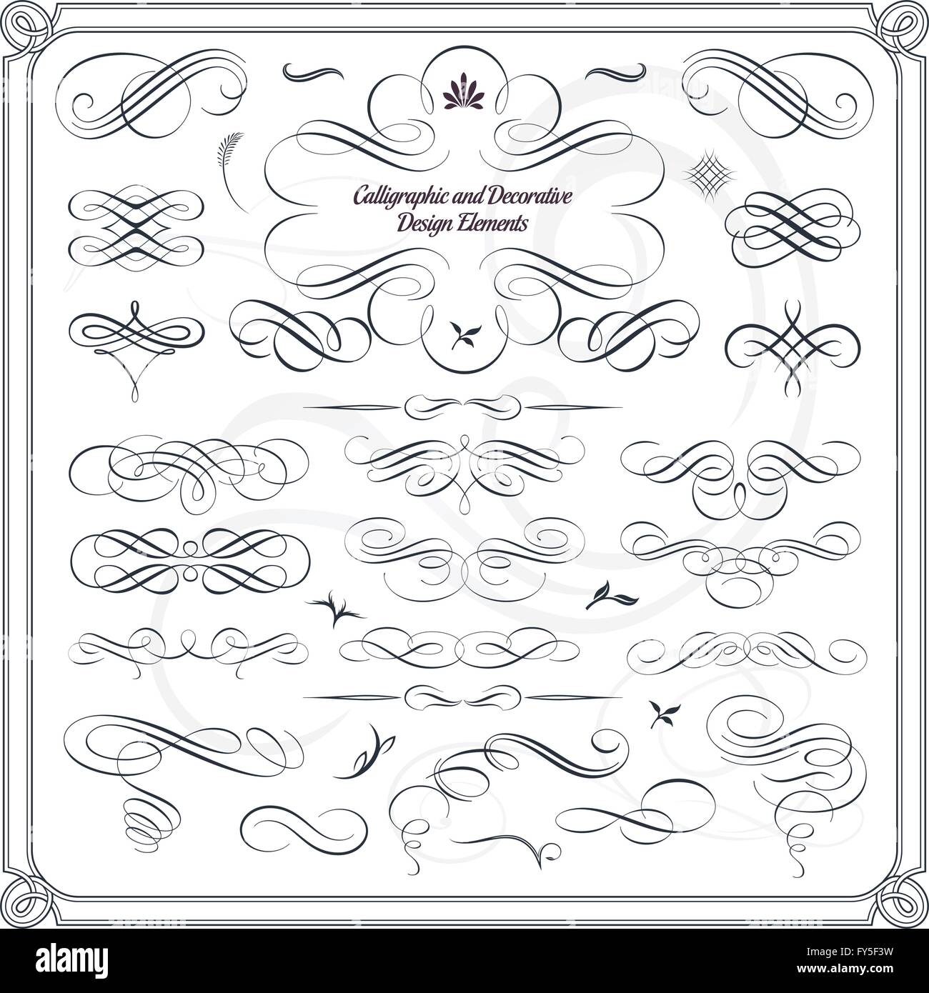 Collection of Calligraphic Decorative Design Elements Stock Vector ...