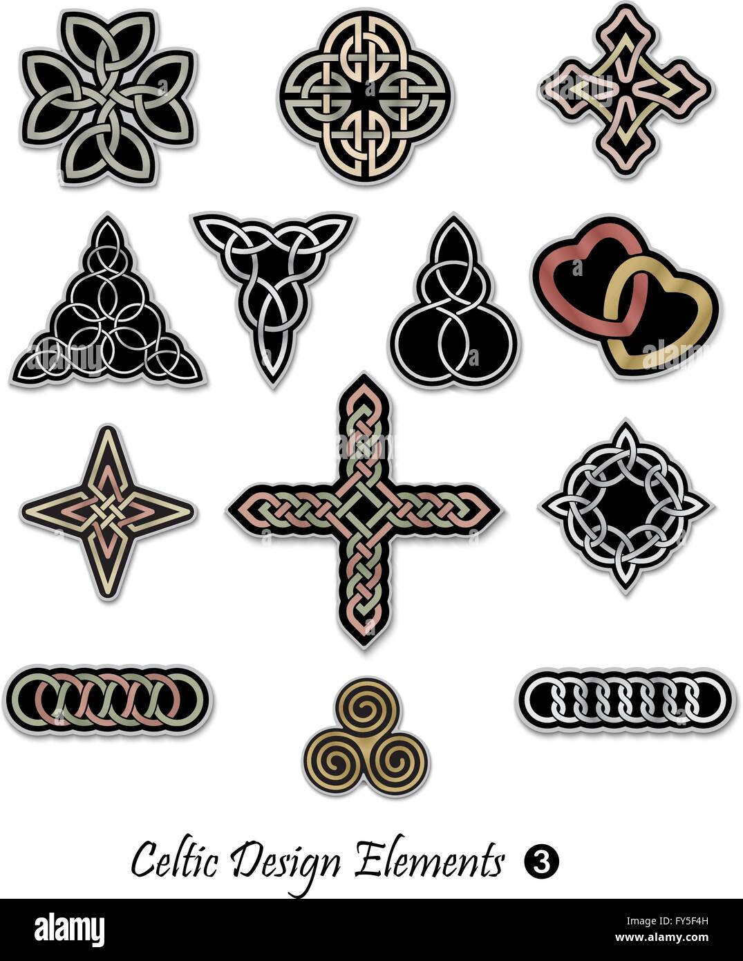 Collection of decorative Celtic patterns isolated on white background ...