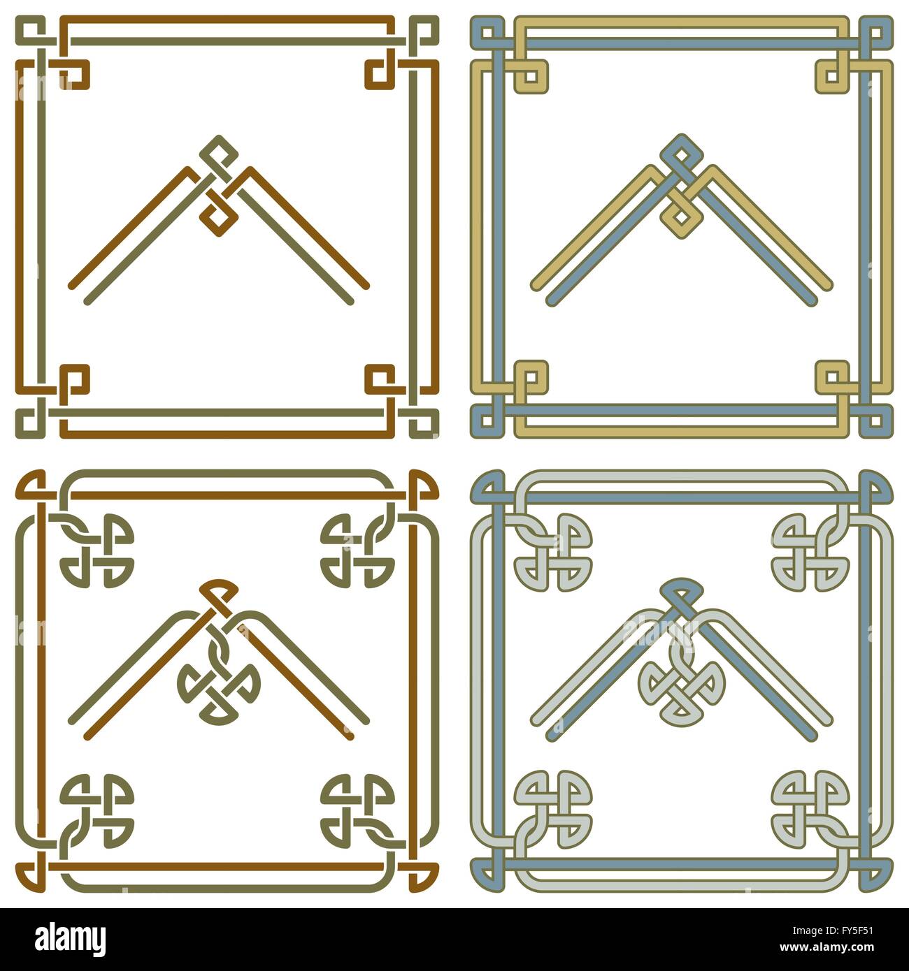 Collection of decorative Celtic knot corners patterns Stock Vector ...