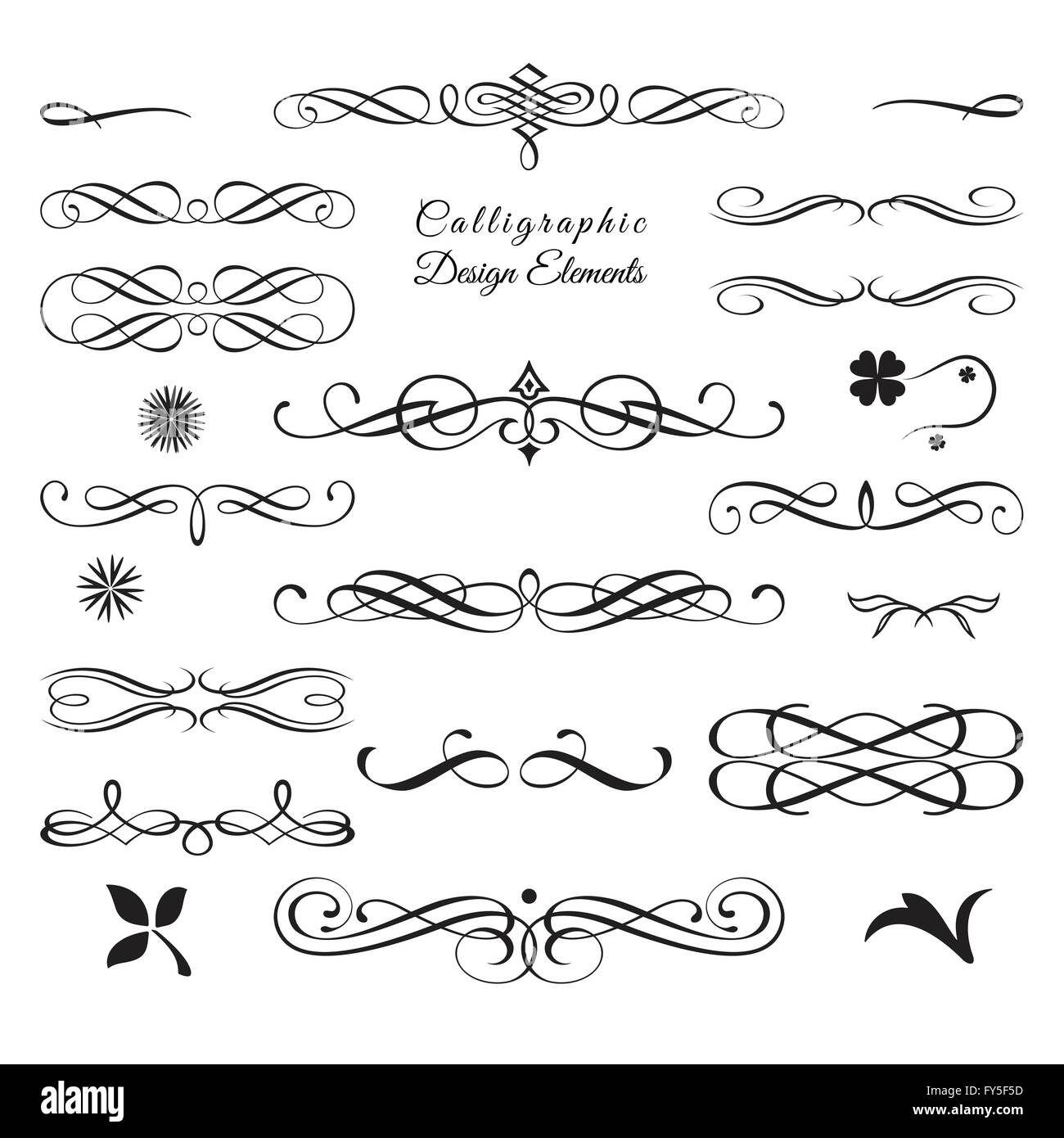 Collection of Calligraphic Decorative Design Elements Stock Vector ...