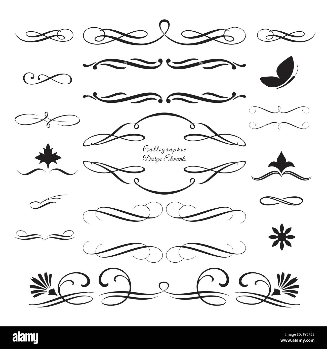 Collection of Calligraphic Decorative Design Elements Stock Vector ...
