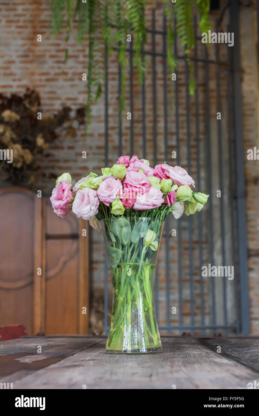 Beautiful pink flowers in vase Stock Photo - Alamy