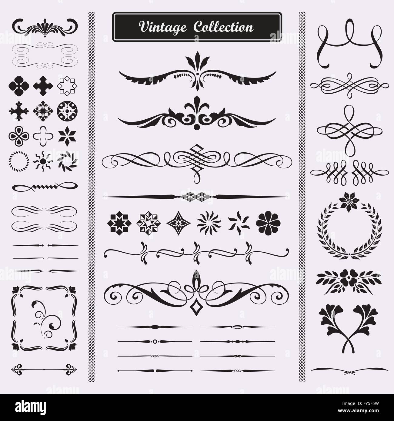 Collection of Calligraphic Decorative Design Elements Stock Vector ...