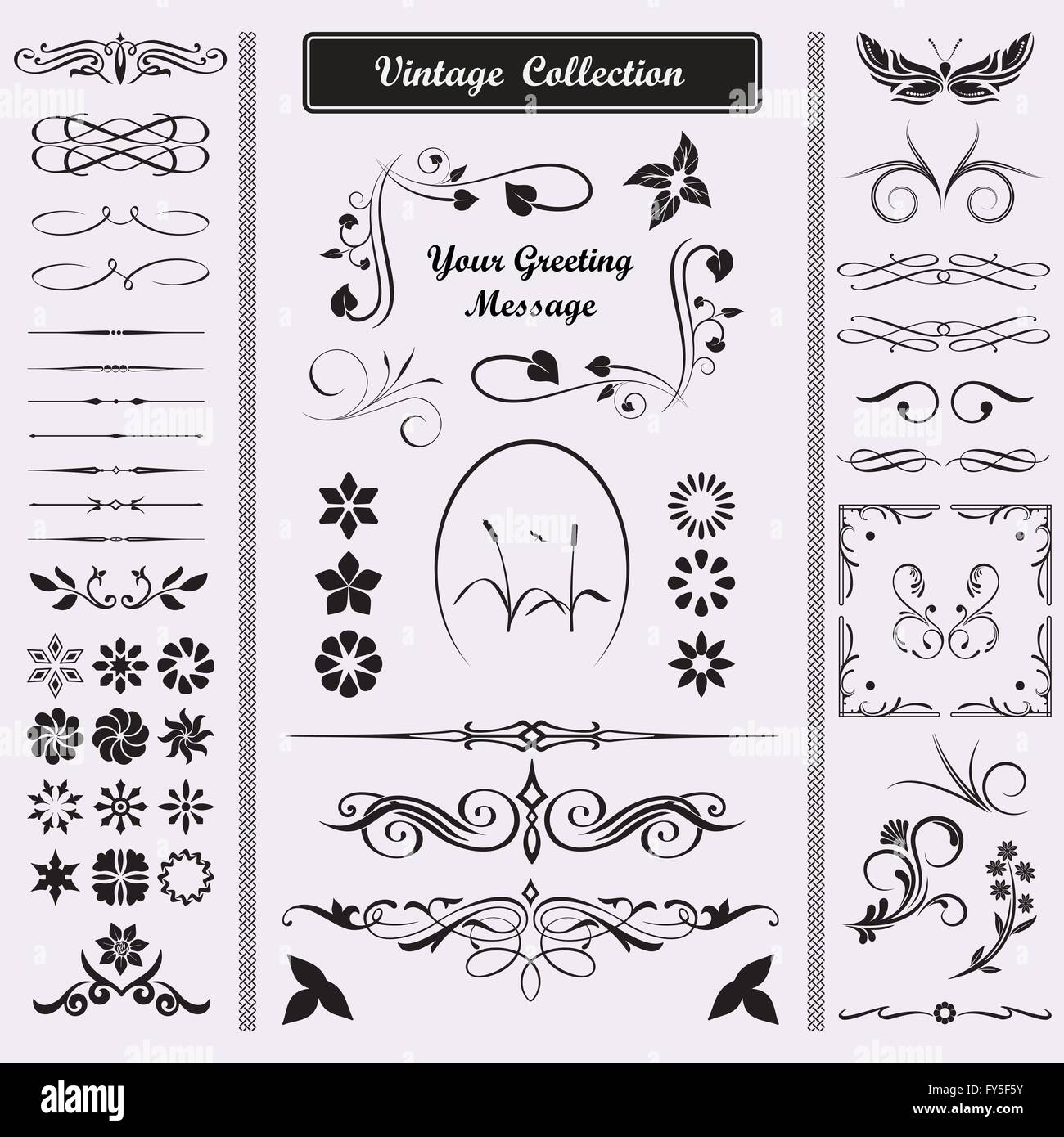Collection of Calligraphic Decorative Design Elements Stock Vector ...