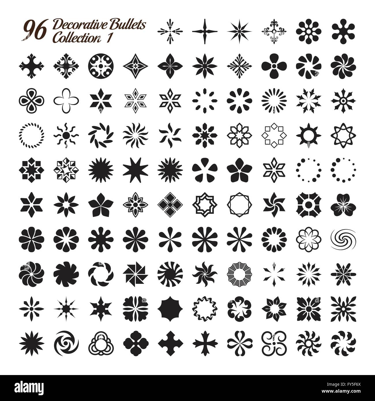Collection of 96 Decorative Bullets made with precision Stock Vector ...