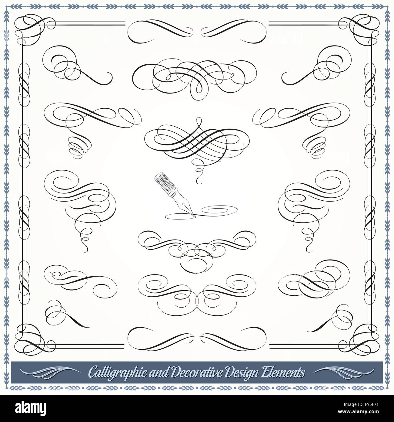 Collection of Calligraphic Decorative Design Elements Stock Vector ...
