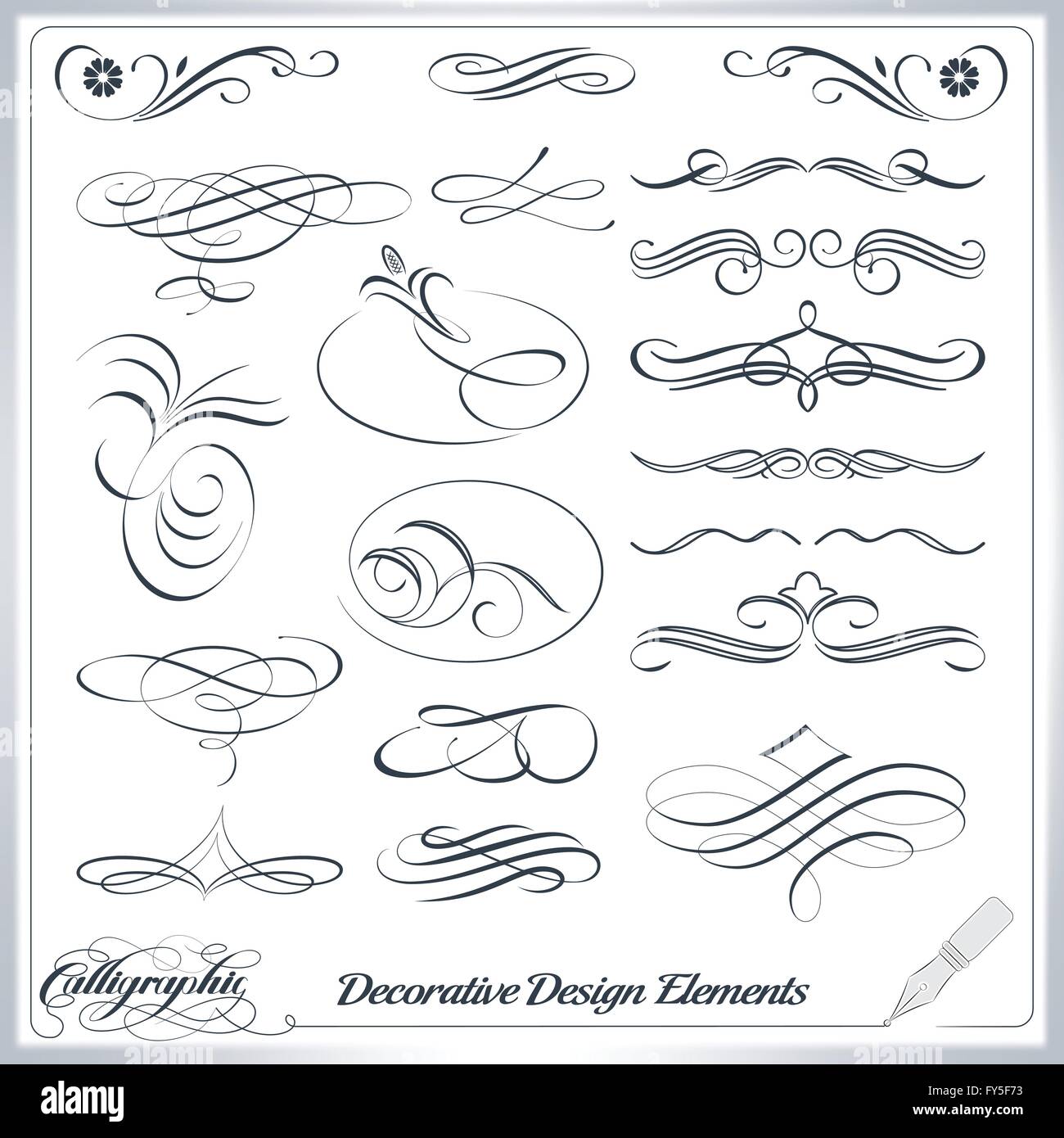 Collection of Calligraphic Decorative Design Elements Stock Vector ...
