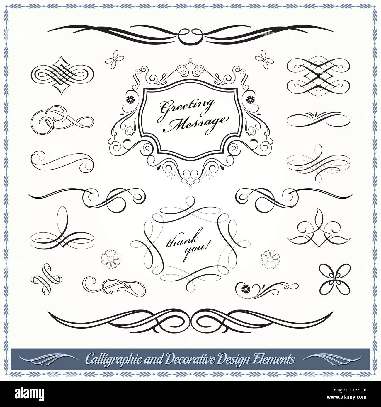Collection of Calligraphic Decorative Design Elements Stock Vector ...