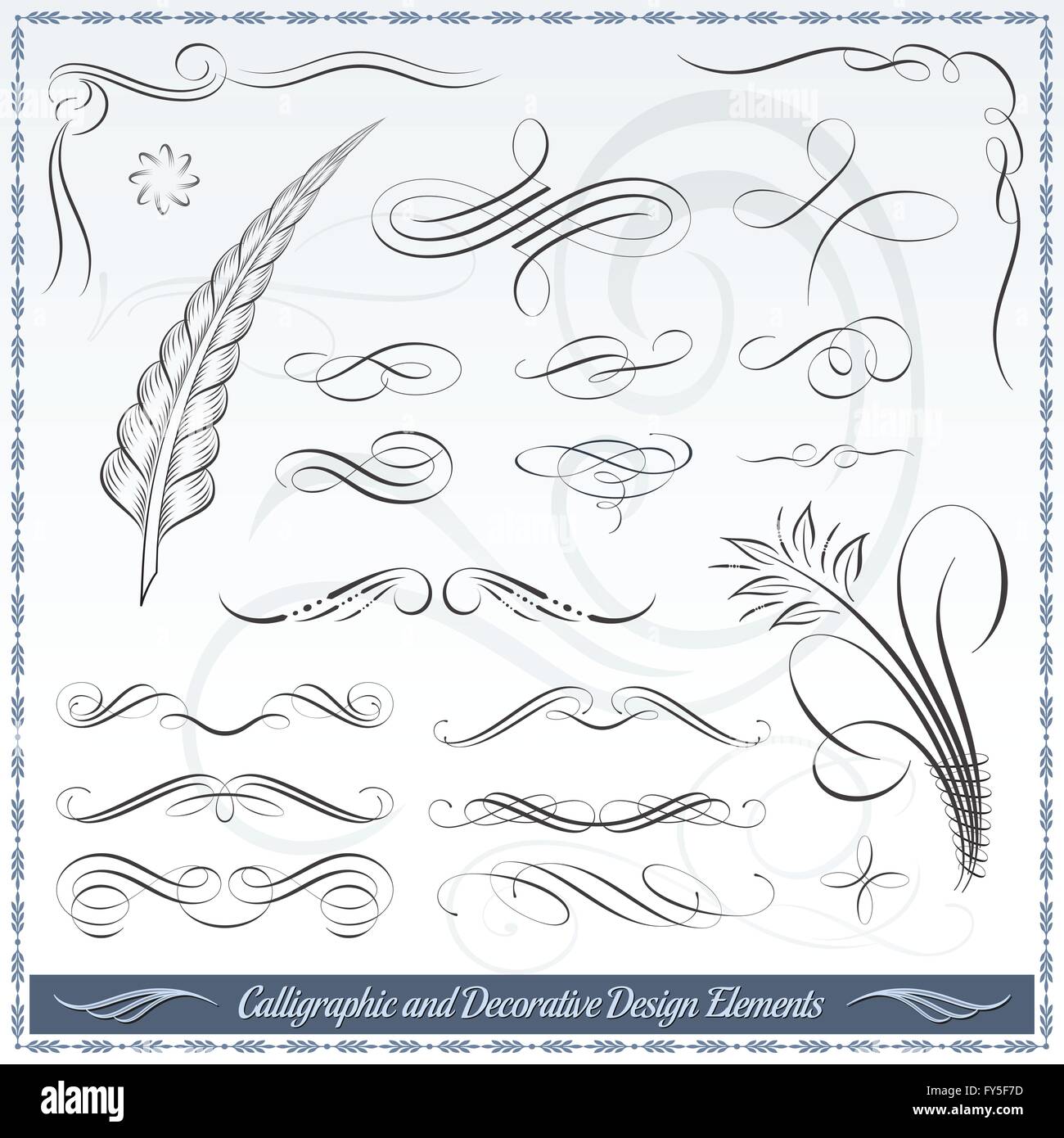 Collection of Calligraphic Decorative Design Elements Stock Vector ...
