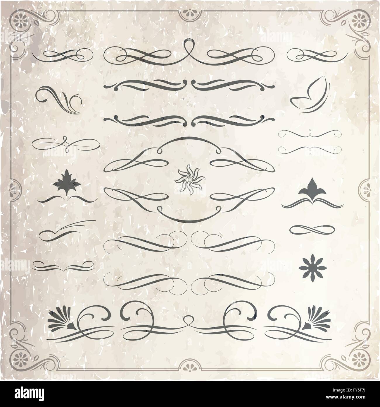 Collection of Calligraphic Decorative Design Elements Stock Vector ...