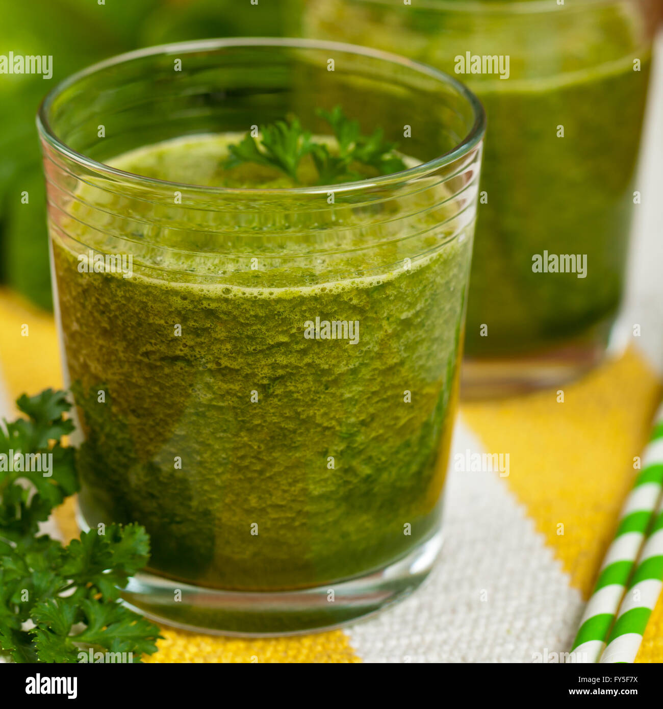 Green Vegetable Juice Smoothie Stock Photo - Alamy