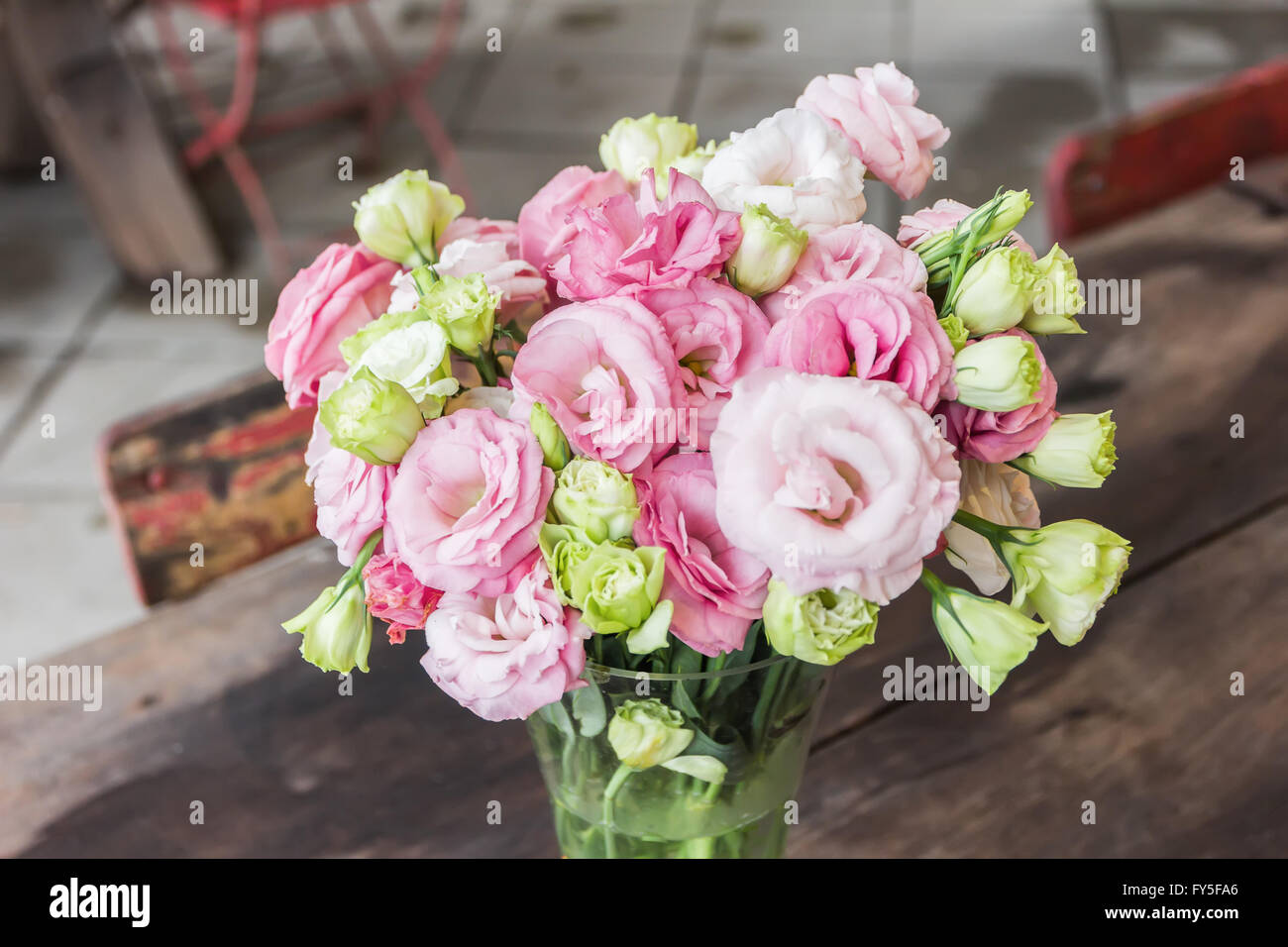 Beautiful pink flowers in vase Stock Photo - Alamy