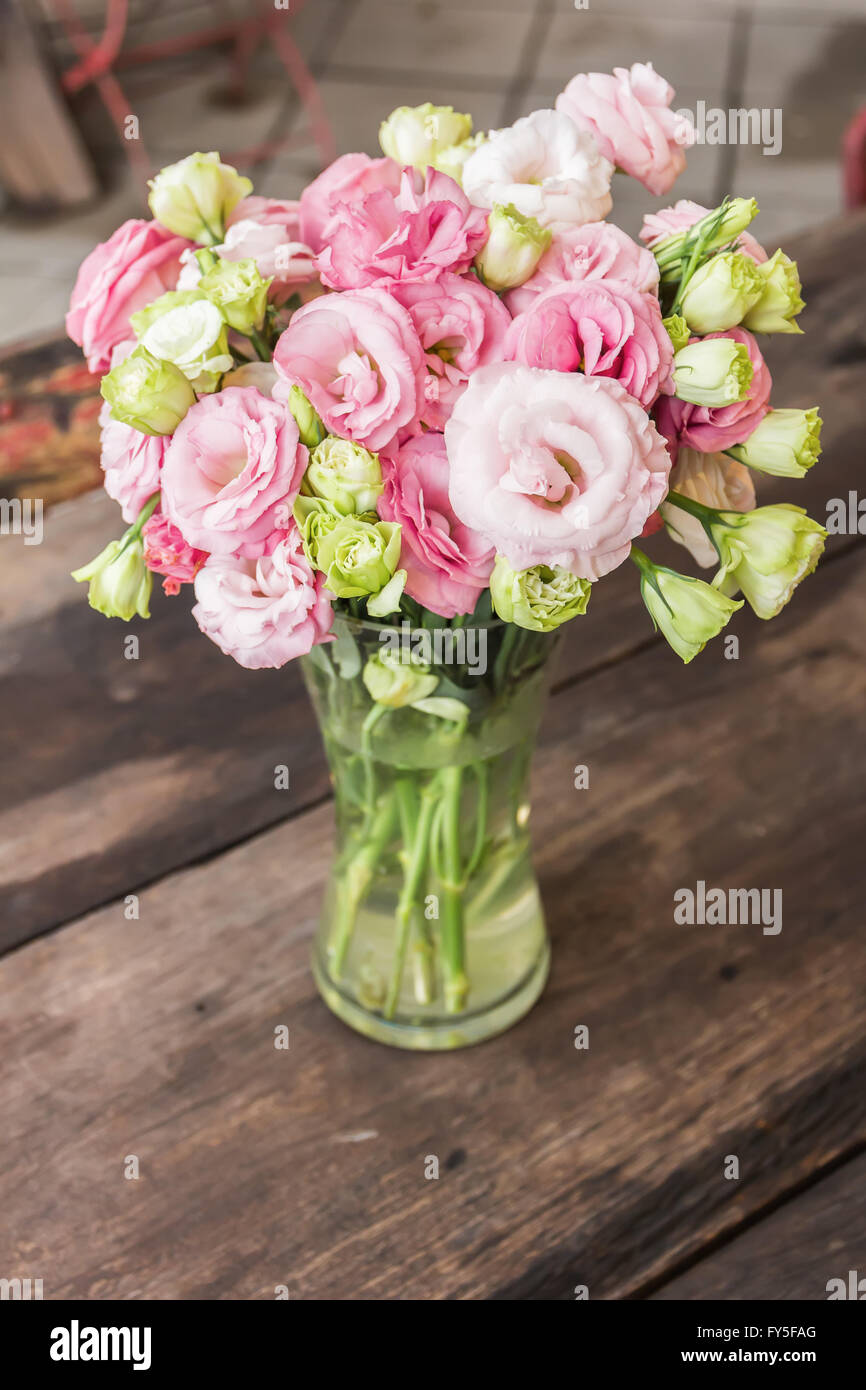 Beautiful pink flowers in vase Stock Photo - Alamy
