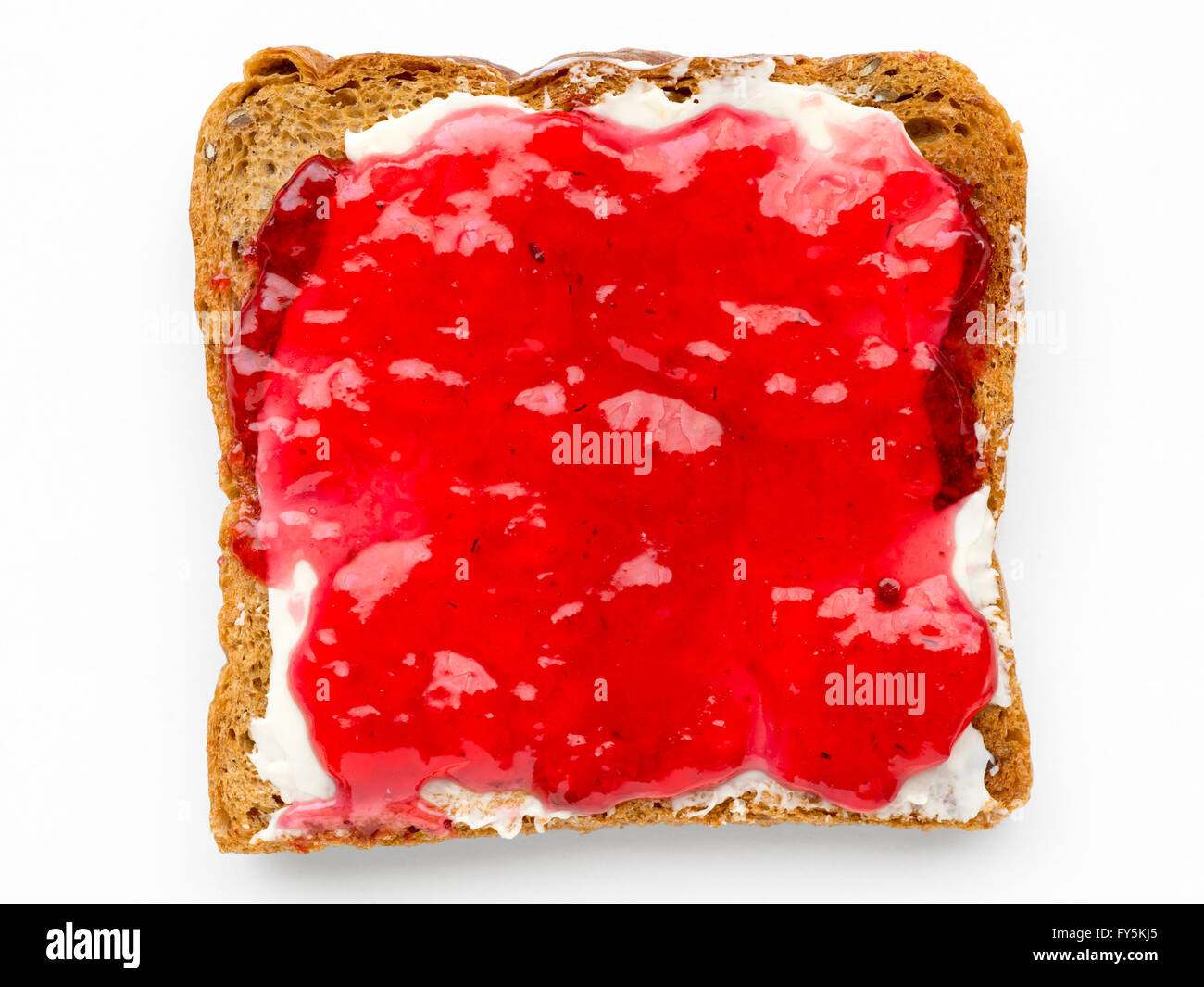 fried toast with butter and jam isolated on white Stock Photo - Alamy