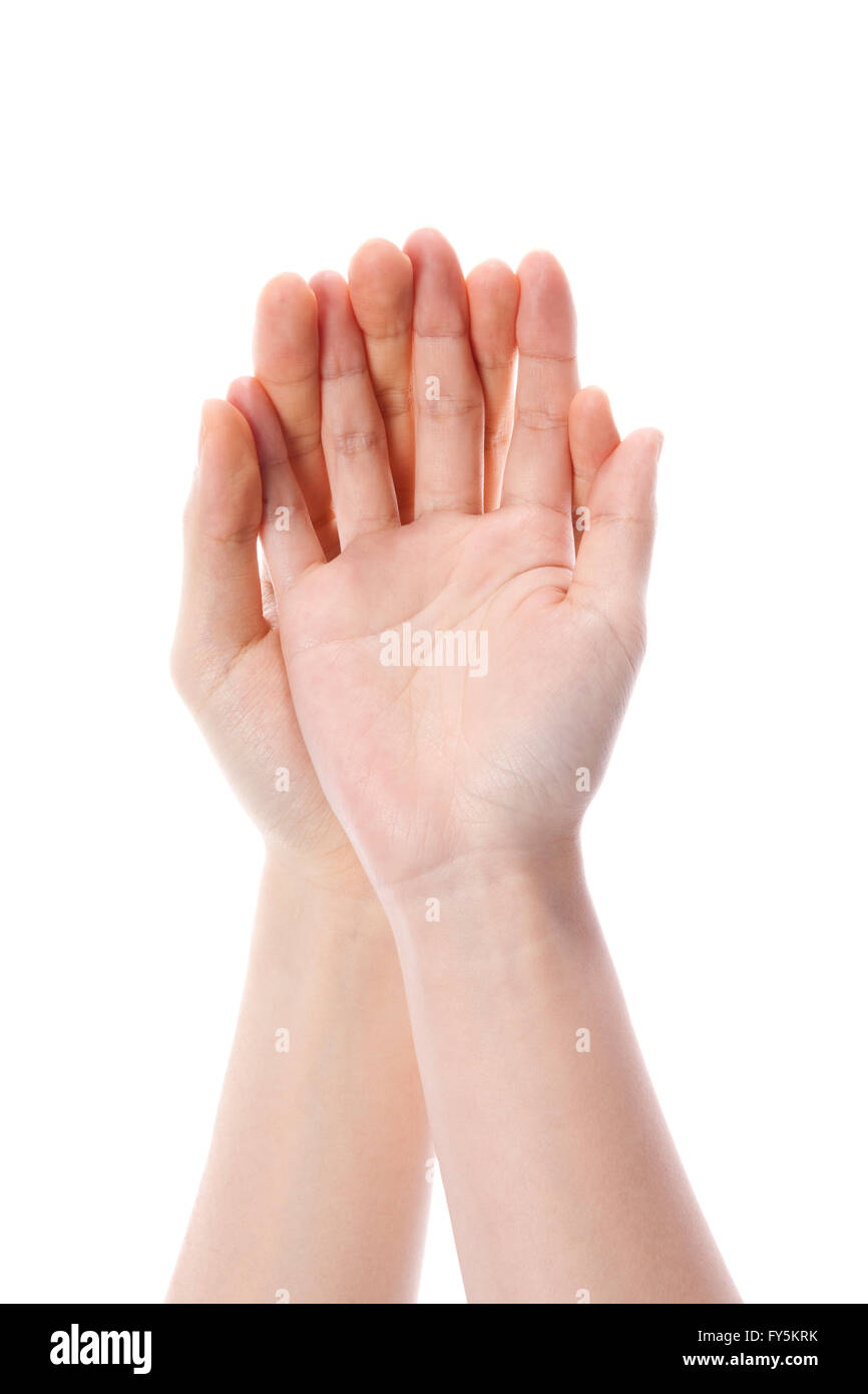 Two hand overlap hi-res stock photography and images - Alamy