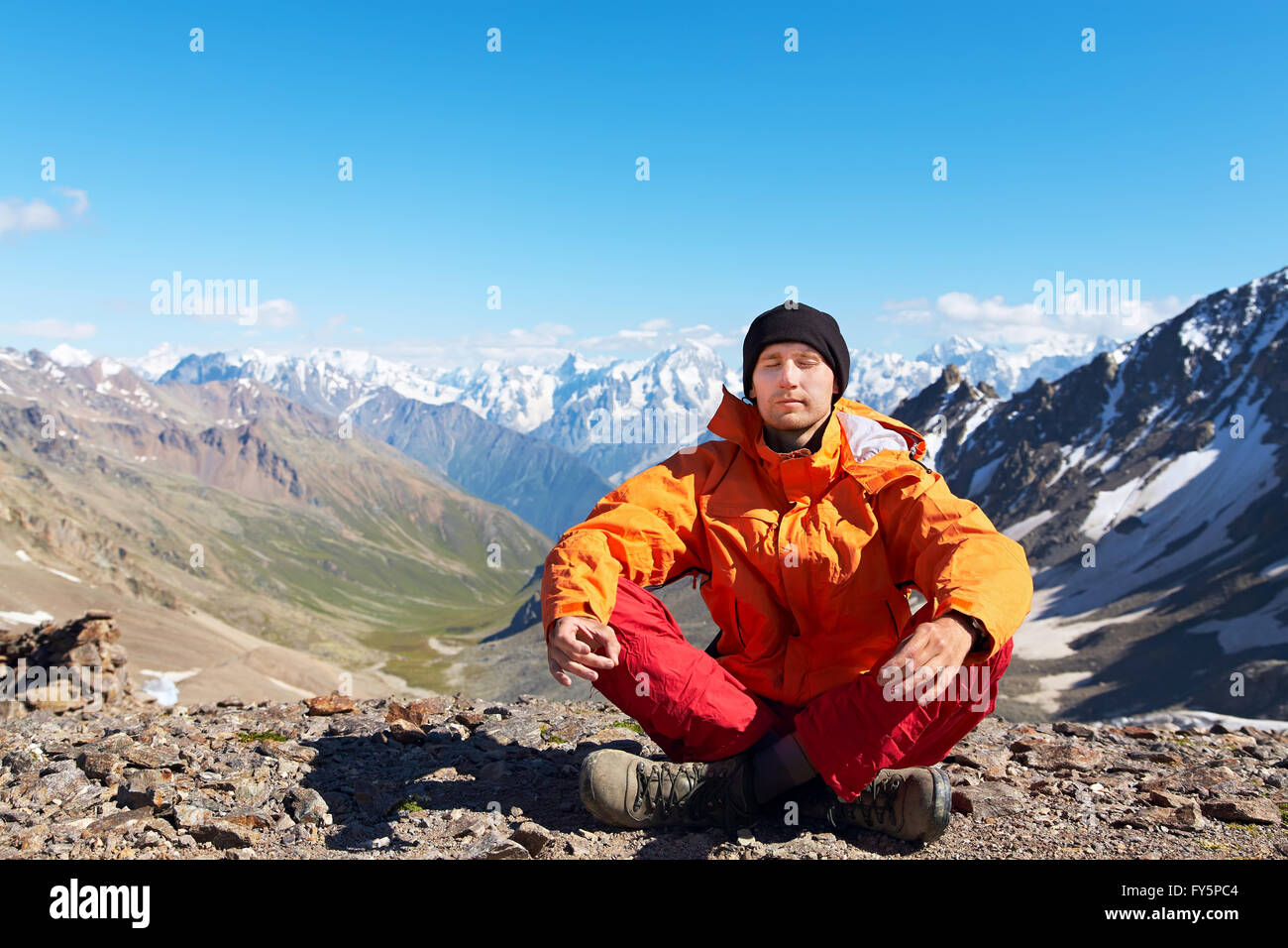 Mountaineer man high in mountains hi-res stock photography and images ...