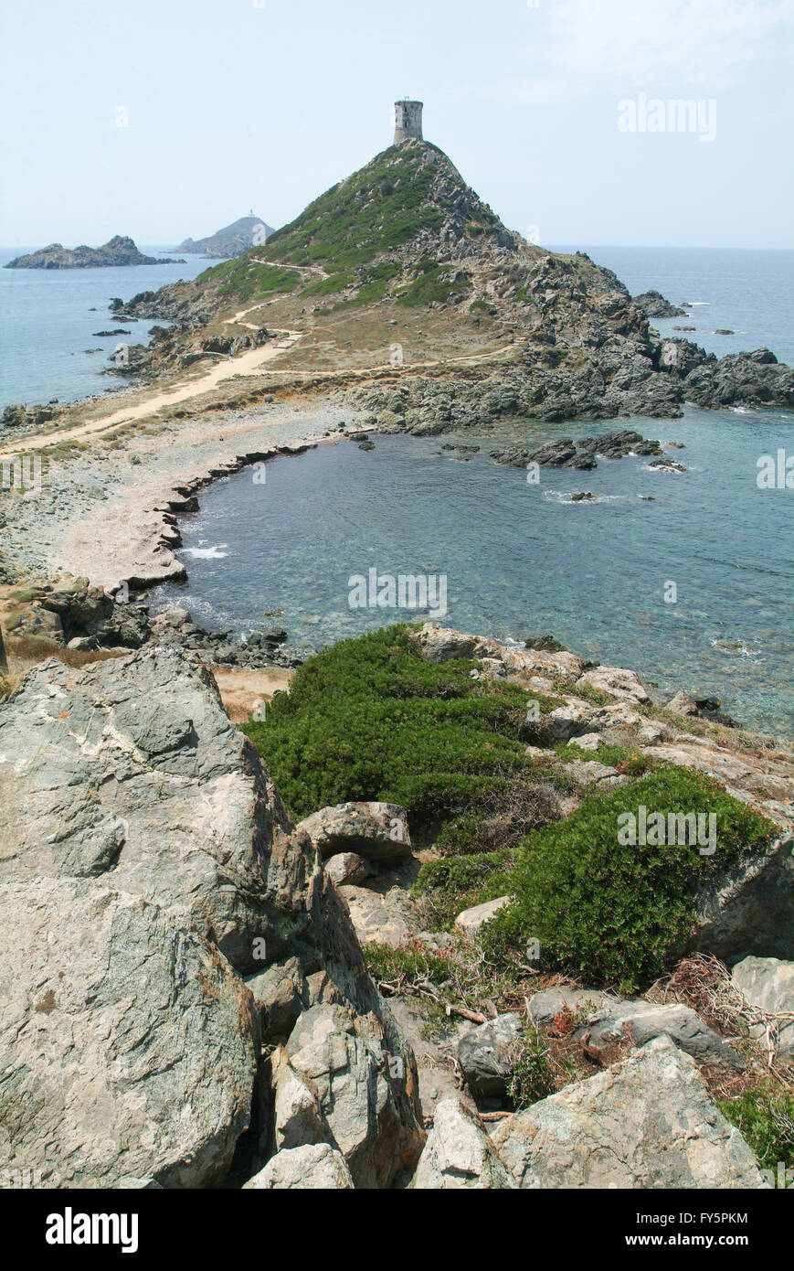 Sanguinaires island with genoese tower on Corsica, France Stock Photo ...