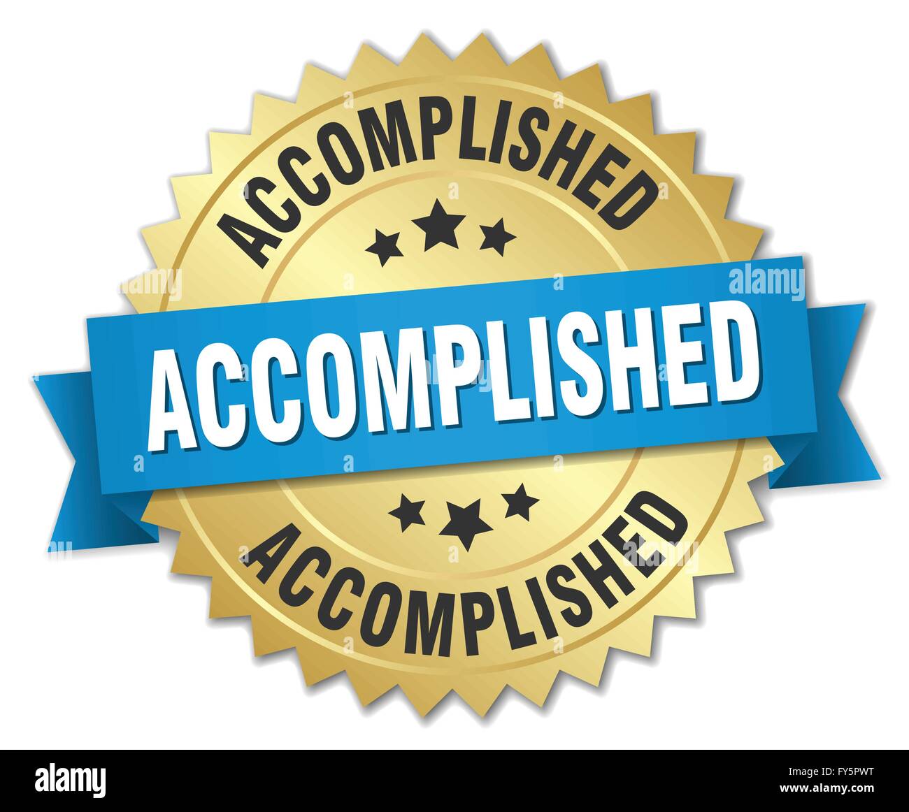 accomplished 3d gold badge with blue ribbon Stock Vector Image & Art ...