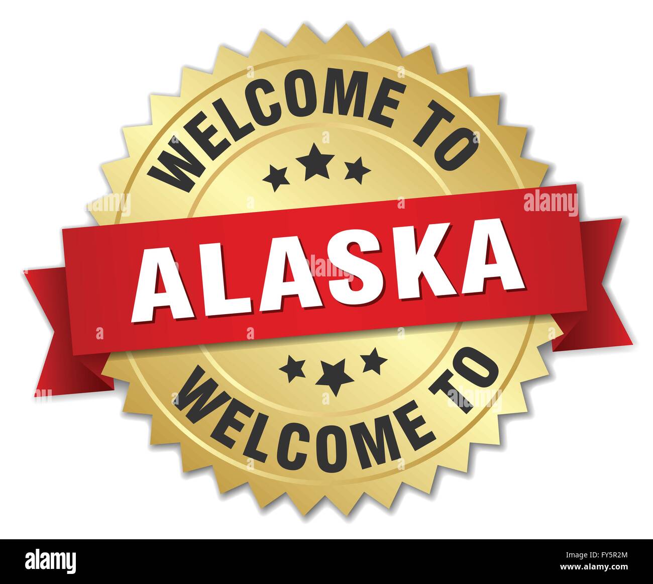 Alaska 3d gold badge with red ribbon Stock Vector Image & Art - Alamy