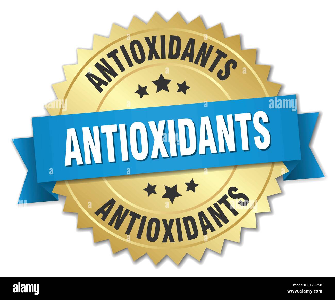antioxidants 3d gold badge with blue ribbon Stock Vector Image & Art ...