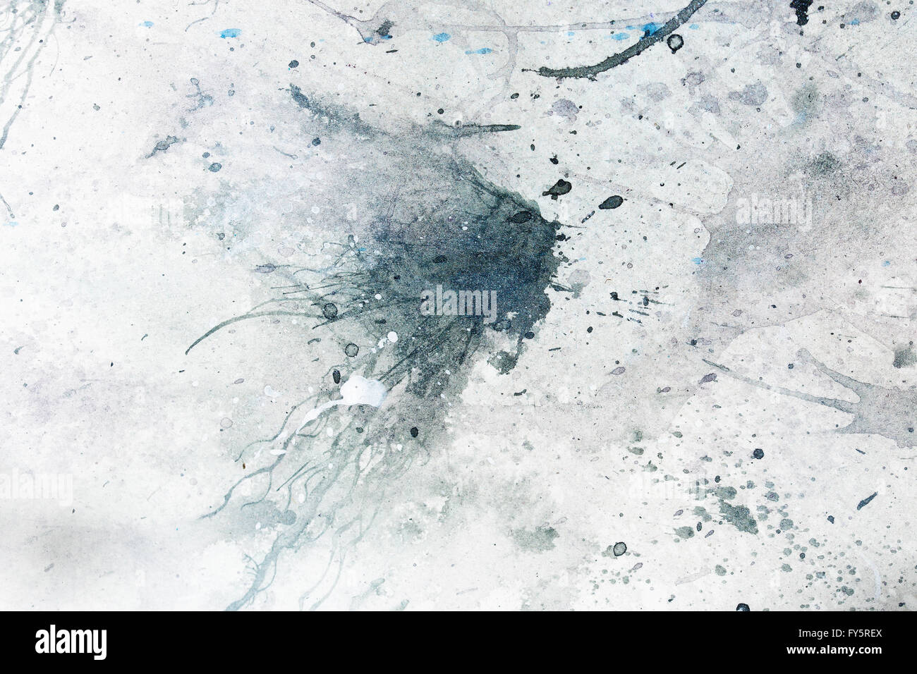 abstract painting with blurry and stained structure. Painting on paper ...