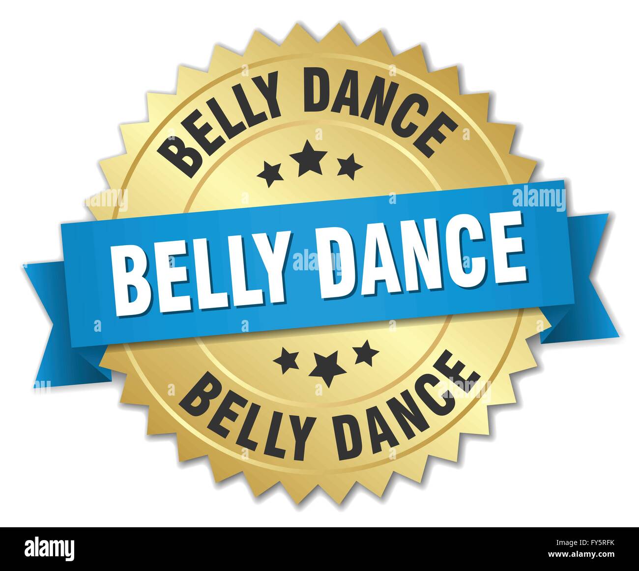 belly dance 3d gold badge with blue ribbon Stock Vector Image & Art - Alamy
