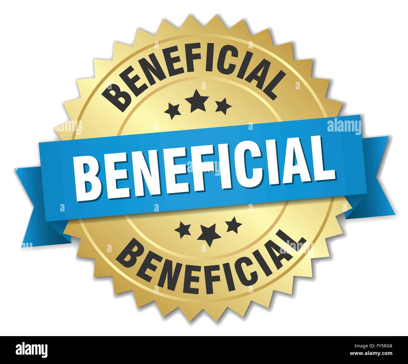beneficial 3d gold badge with blue ribbon Stock Vector Image & Art - Alamy