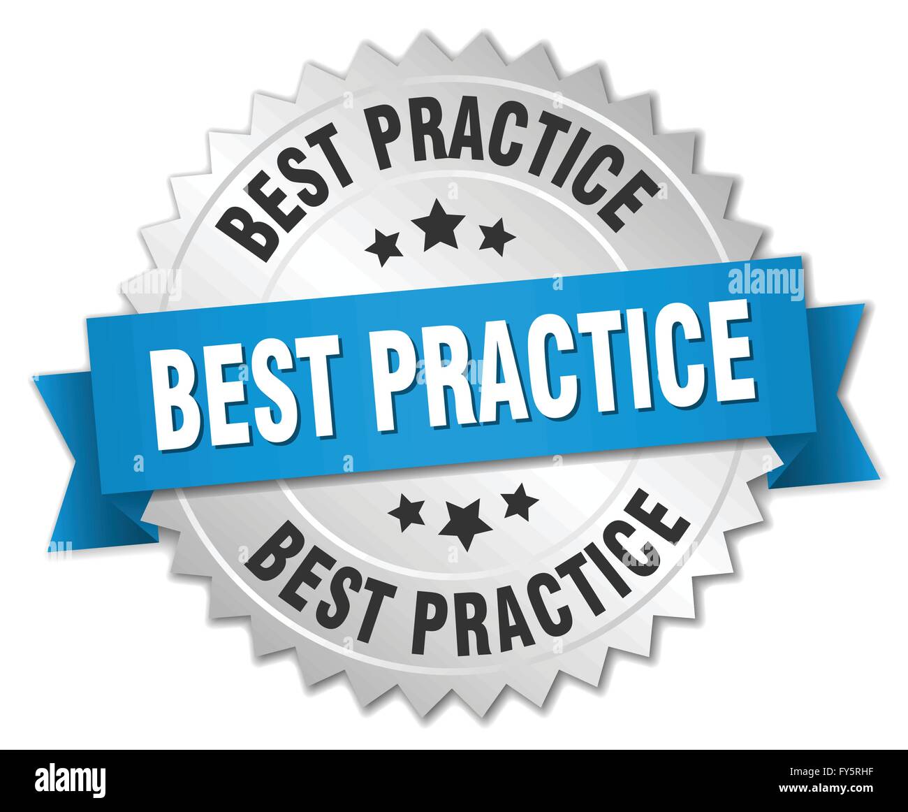 best practice 3d silver badge with blue ribbon Stock Vector Image & Art ...