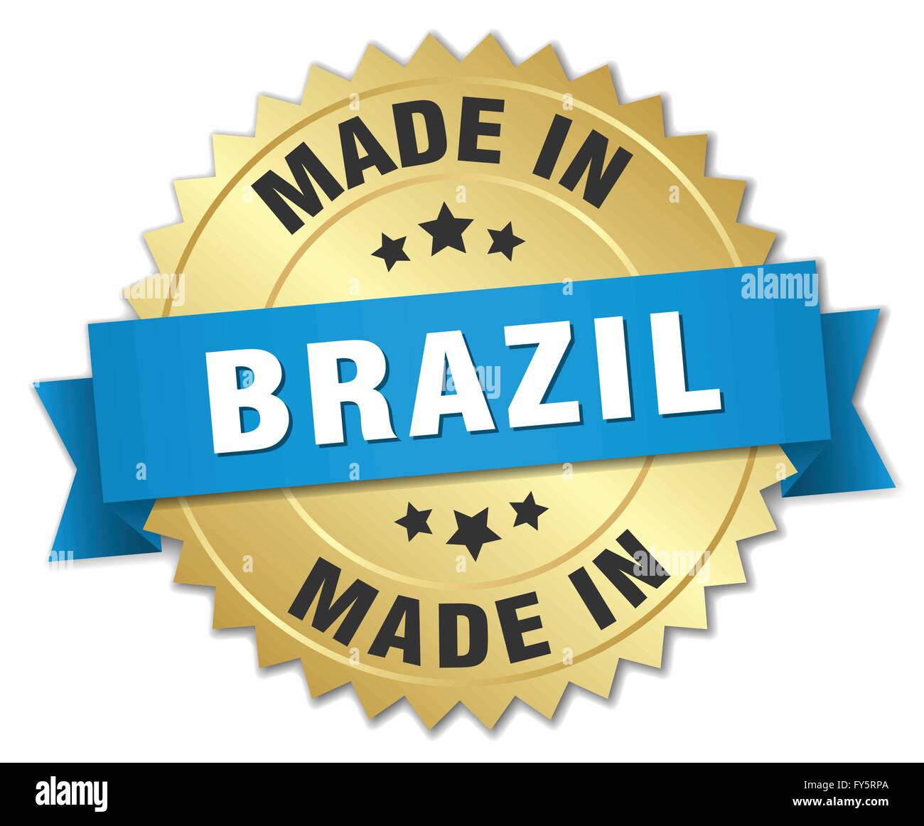 made in Brazil gold badge with blue ribbon Stock Vector Image & Art - Alamy