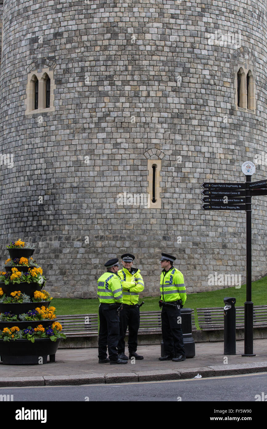 Windsor, UK. 22nd April, 2016. Police officers outside Windsor Castle ...